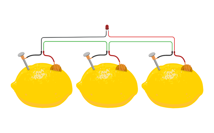 Circuit design LEMON BATTERY | Tinkercad