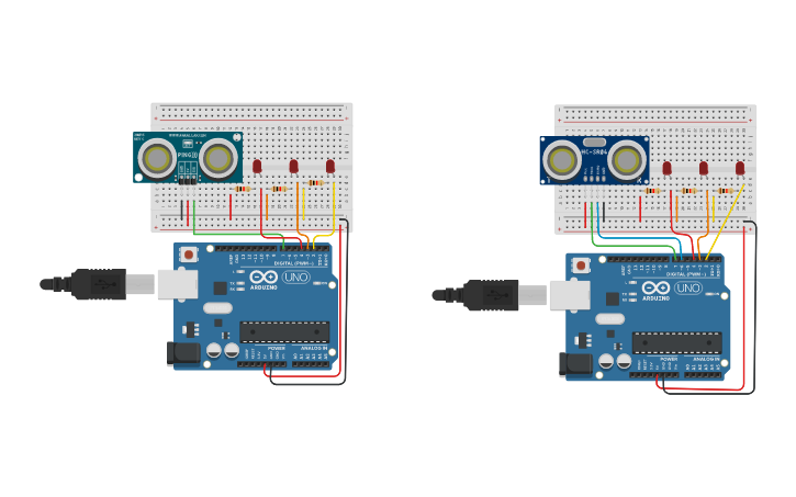 Circuit Design Arduino Ultrasonic Distance Sensor Tinkercad