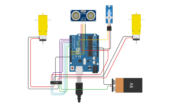 Circuit Design Obstacle Avoiding Robot Tinkercad