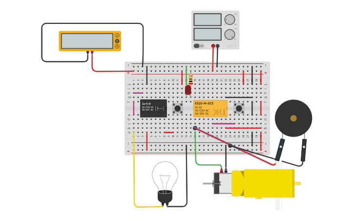 Circuit design funcionamientos de reles | Tinkercad