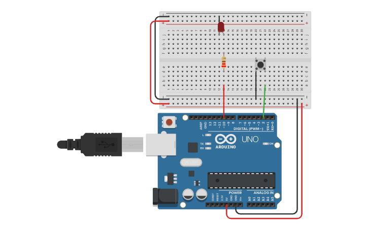 Circuit design Botão PULL-UP - Interno do Arduino | Tinkercad