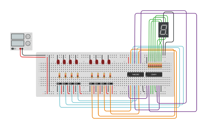 Circuit design Circuito somador | Tinkercad