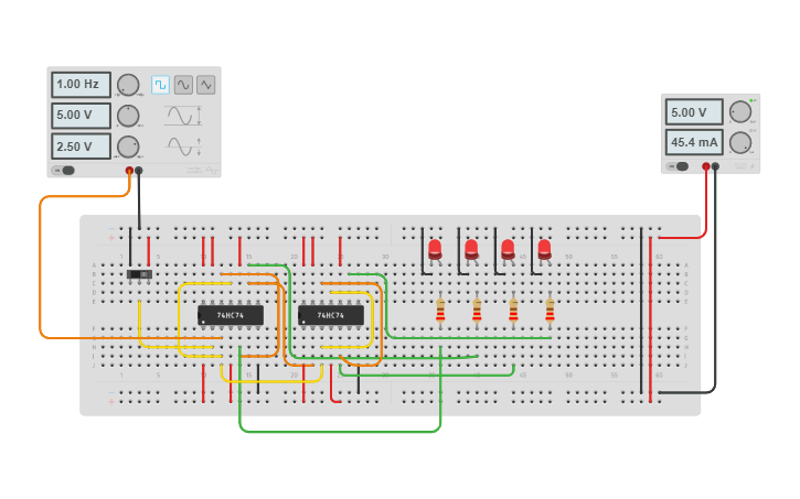 Circuit design SIPO - Shift Register | Tinkercad