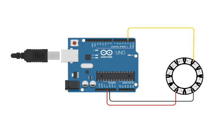 Circuit design NeoPixel 12 Leds | Tinkercad