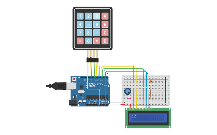 Circuit Design Print 4x4 Keypad Input To Lcd Tinkercad