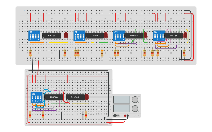 Circuit design Universal Logic Gates (NAND) | Tinkercad