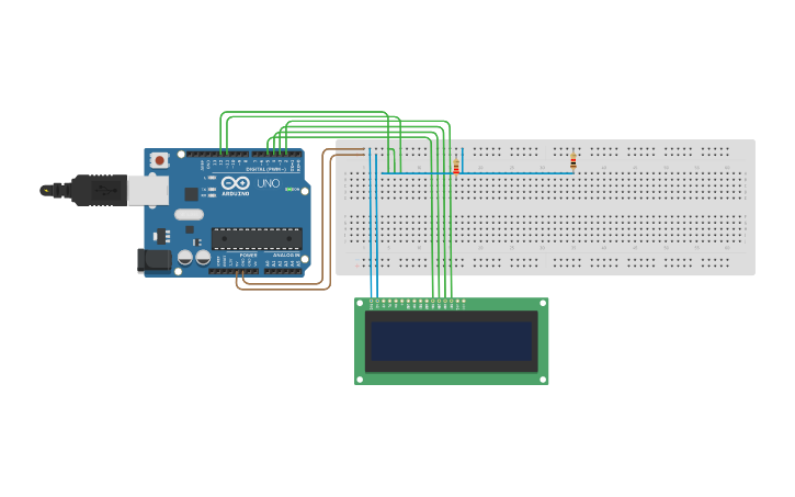 Circuit design Copy of Pantalla LCD con mensaje | Tinkercad