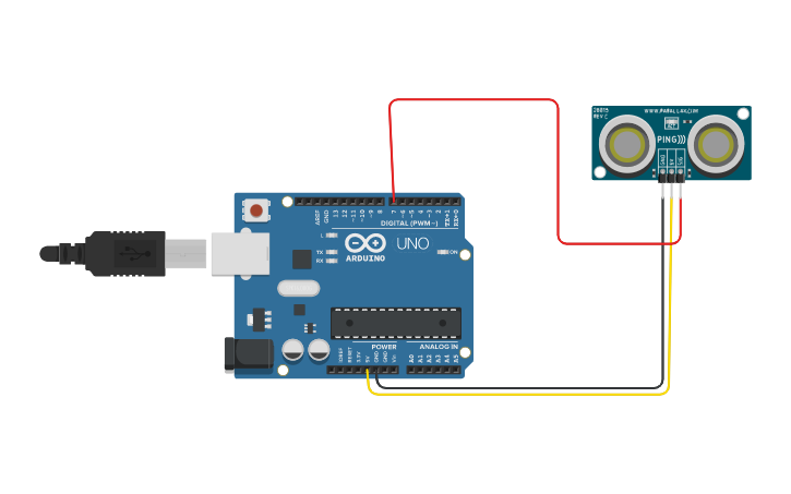 Circuit Design Interfacing Of Ultrasonic Sensor With Arduino Tinkercad
