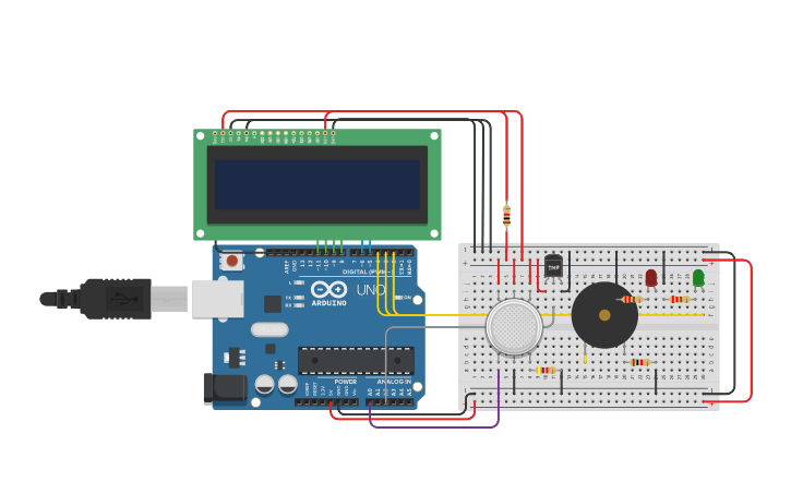 Circuit design MQ-2 Gas sensor final design | Tinkercad