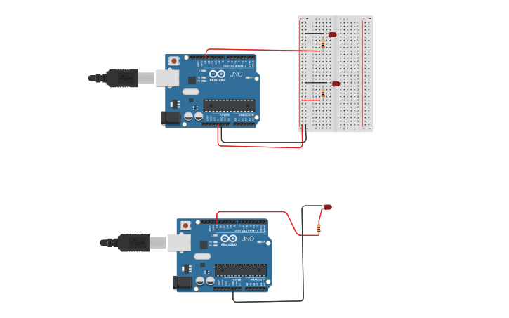 Circuit design 2020 Starter Arduino + LED + Breadboard | Tinkercad