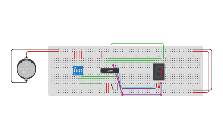 Circuit design Decodificador de 7 segmentos - Integrado 4511 | Tinkercad