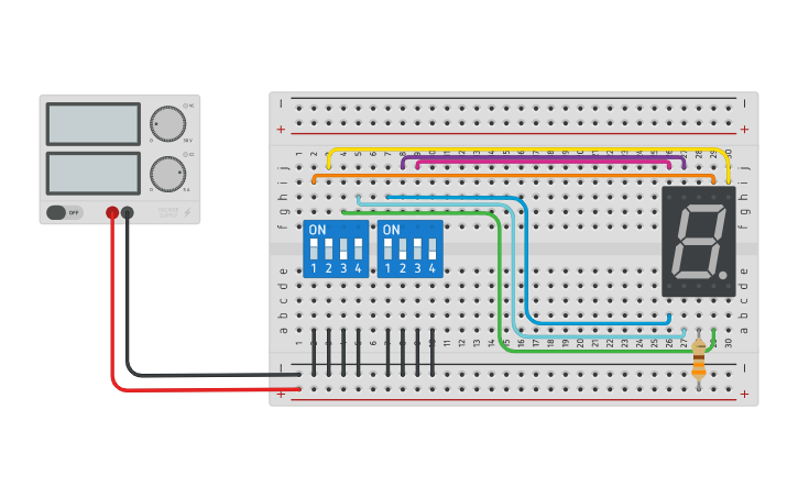 Circuit design decodificador binario | Tinkercad Circuit design decodificador binario | Tinkercad
