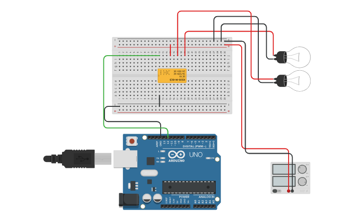 Circuit design Relé DPDT 16 | Tinkercad