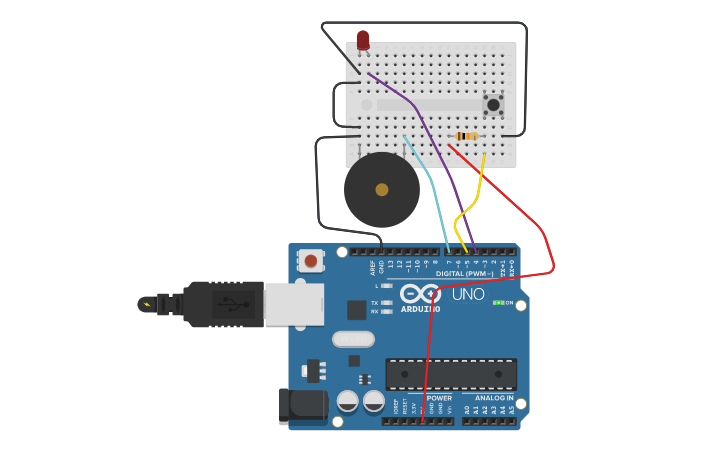 Circuit design Gray Button Start Stop | Tinkercad