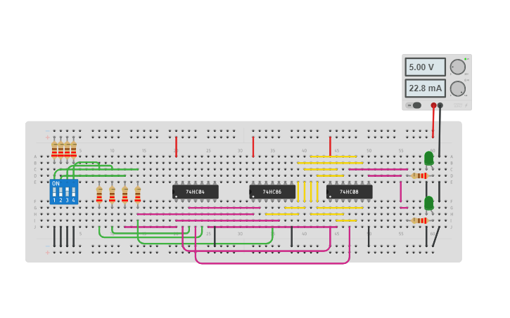 Circuit design Codificador Binario 4x2 | Tinkercad
