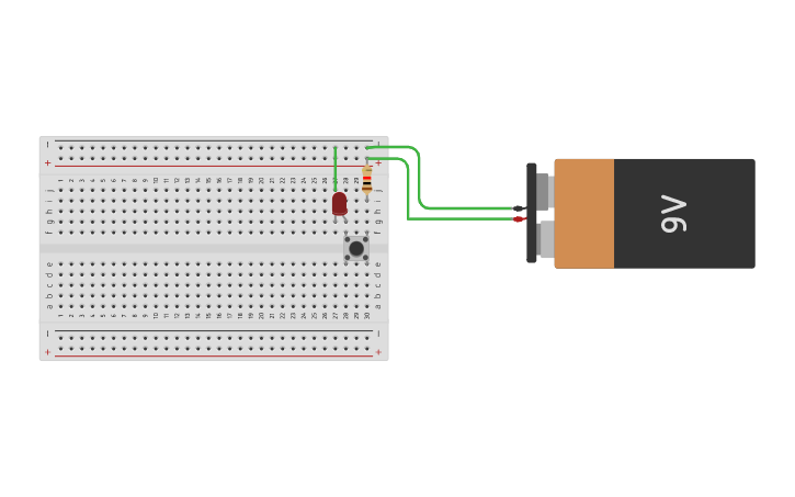 Circuit design Diodo Led con pulsador | Tinkercad