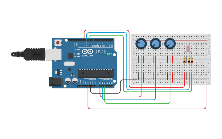 Circuit Design Rgb Led With Potentiometers Tinkercad