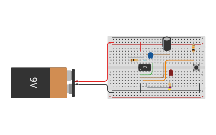Circuit design 555 TIMER MONOSTABLE MODE | Tinkercad Circuit design 555 TIMER MONOSTABLE MODE | Tinkercad