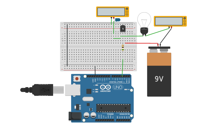 Circuit design Simple transistor and pwm demo on arduino | Tinkercad