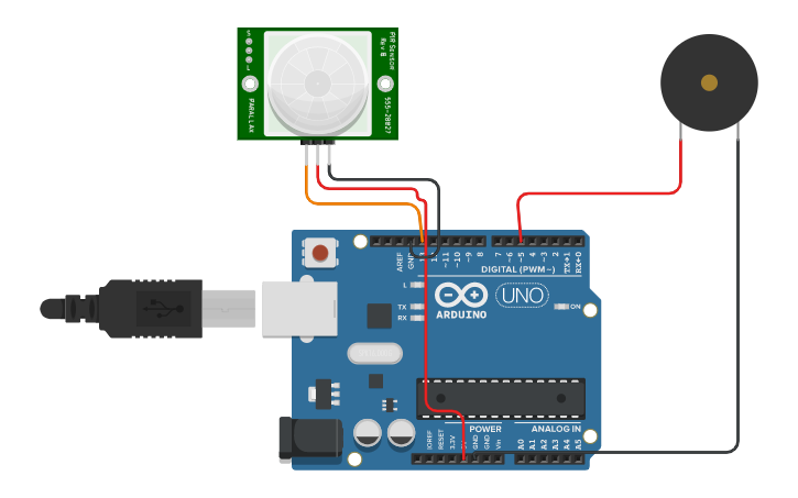 Circuit Design Motion Sensor Tinkercad