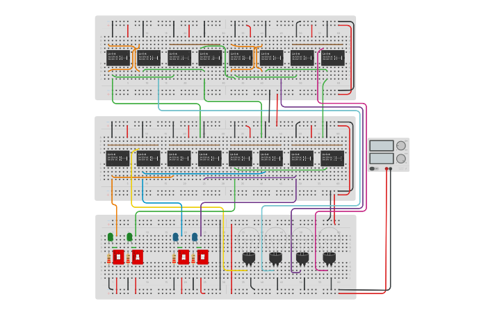 Circuit design Multiplicador de 2 x 2 bits | Tinkercad